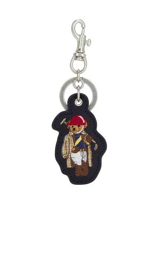 Polo Ralph Lauren Leather Novelty Bear Keyfob In Navy - Newport Navy