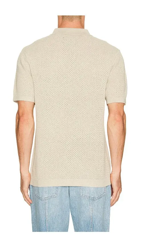 Reigning Champ Cotton Linen Victor Polo In Beige - Heather Oatmeal