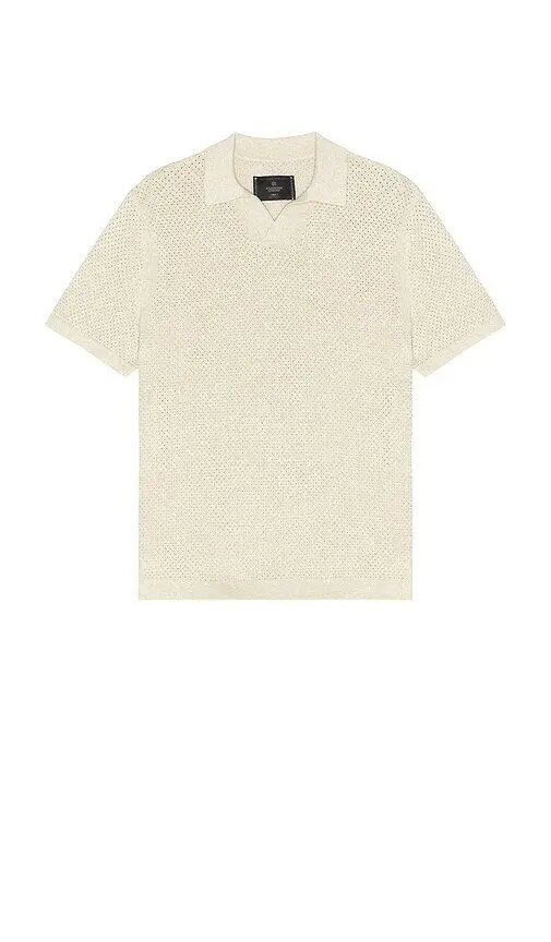 Reigning Champ Cotton Linen Victor Polo In Beige - Heather Oatmeal