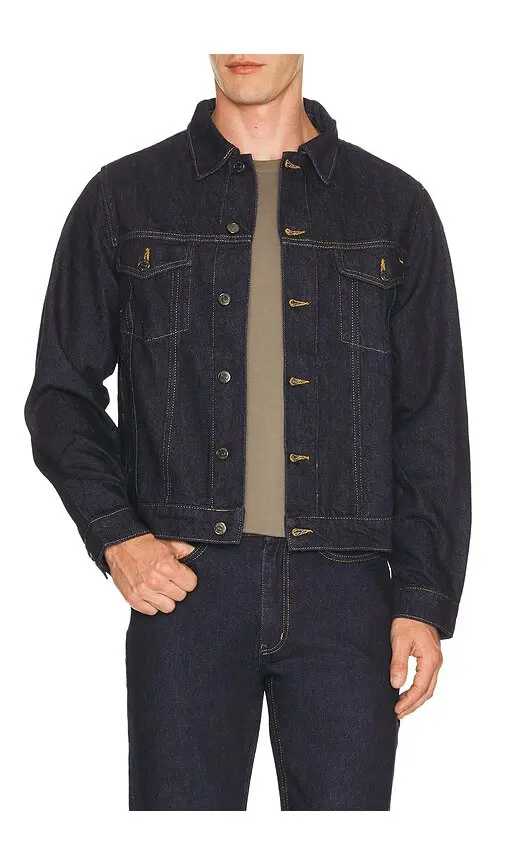 PERCIVAL Western Trucker Jacket In Blue - Dark Indigo