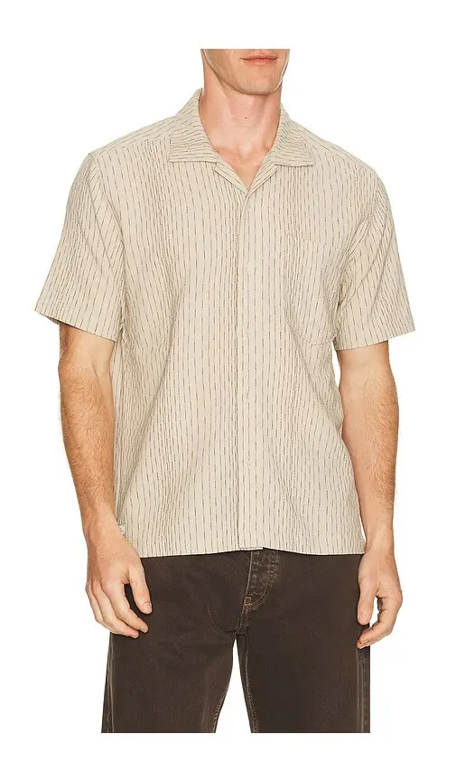 PERCIVAL Leland Cuban Shirt In Beige - Ecru