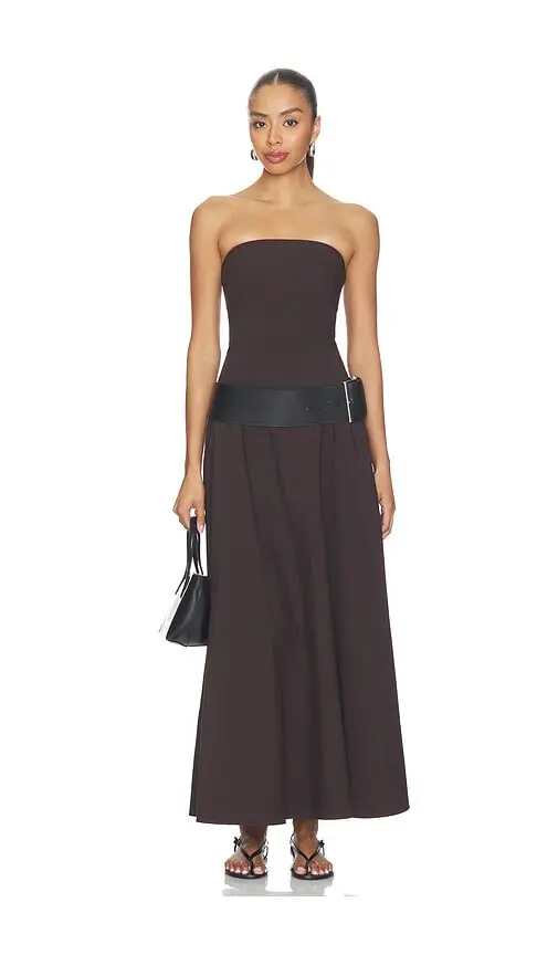ST. AGNI Strapless Rouleau Maxi Dress