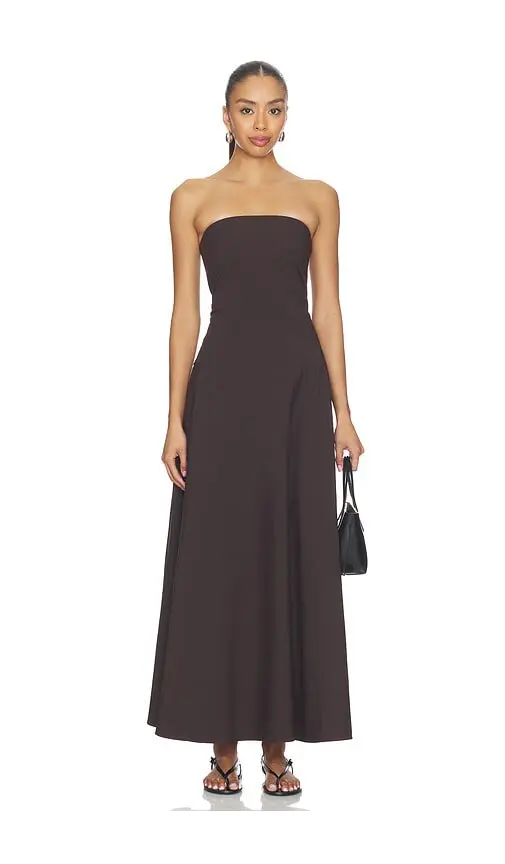 ST. AGNI Strapless Rouleau Maxi Dress