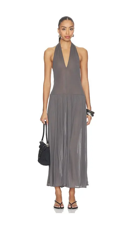 ST. AGNI Fluid Jersey Halter Dress - Soot