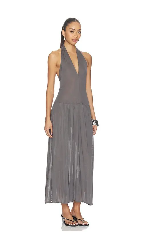 ST. AGNI Fluid Jersey Halter Maxi Dress - Soot
