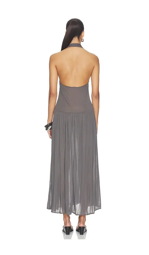 ST. AGNI Fluid Jersey Halter Maxi Dress - Soot