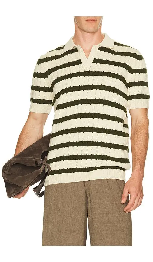PERCIVAL Stine Knitted Polo In Cream - Ecru