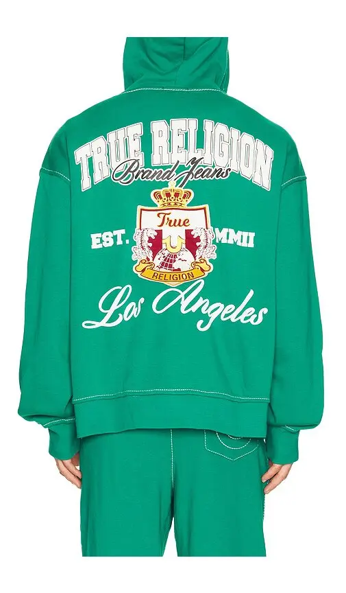 True Religion Crest Big T Cinched Zip Up Hoodie