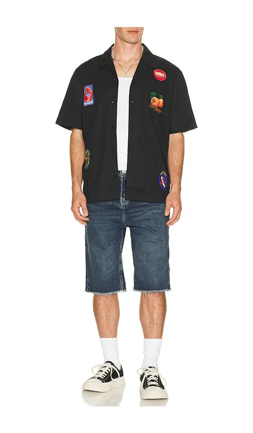 True Religion Mikey Big T Flap Denim Shorts