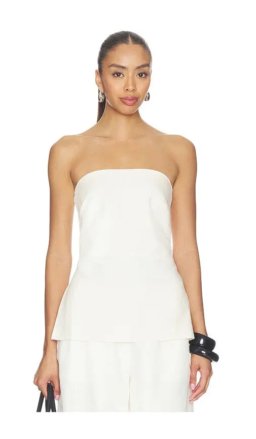 ST. AGNI Strapless Rouleau Tie Top - Ivory