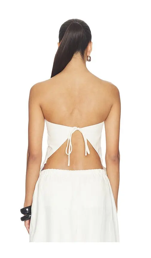 ST. AGNI Strapless Rouleau Tie Top - Ivory