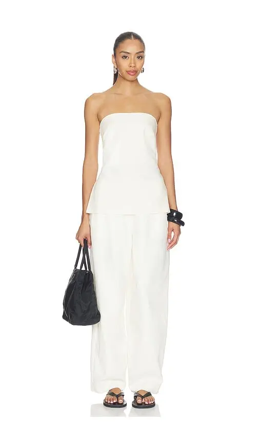 ST. AGNI Strapless Rouleau Tie Top - Ivory