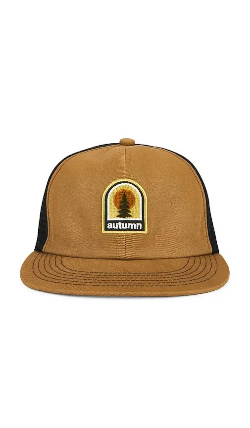 AUTUMN Twill 6 Panel Trucker Cap - Brown