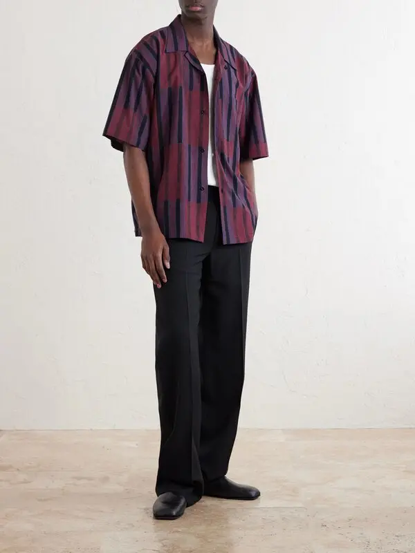KARDO Rohit Convertible-collar Striped Cotton Shirt - Brown