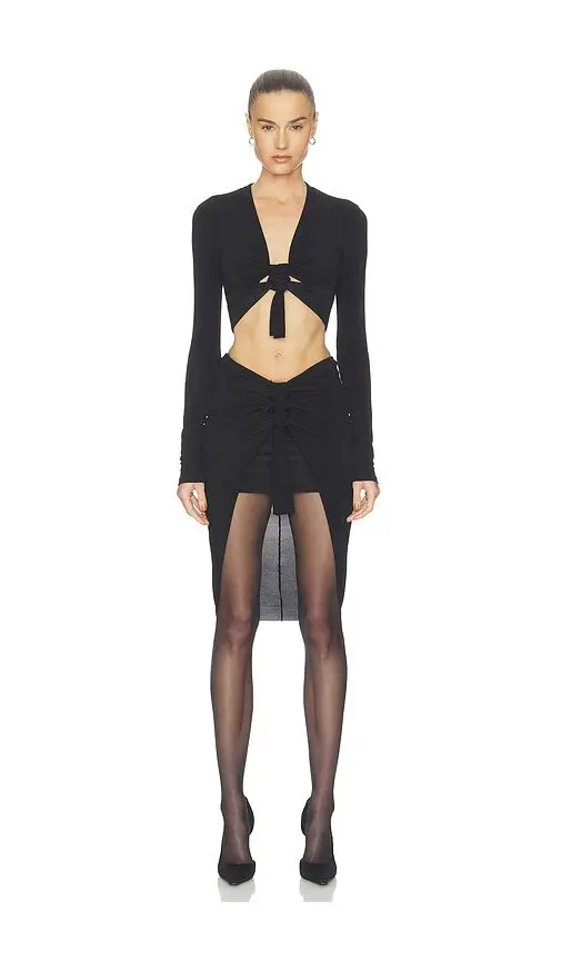 HAELO Knotted Long Sleeve Cropped Top