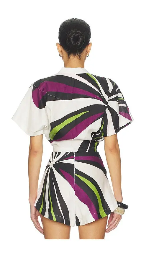 CALA DE LA CRUZ Leroy Printed Linen Top - Verbena