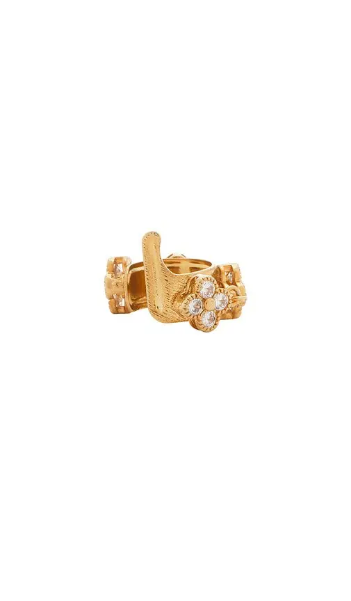 ANTON HEUNIS Floral Ear Cuff Earring - Crystal & Gold