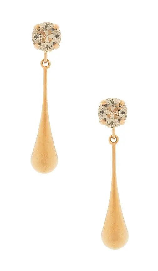ANTON HEUNIS Drop Earrings With Crystal And Teardrop Pendant - Crystal & Gold