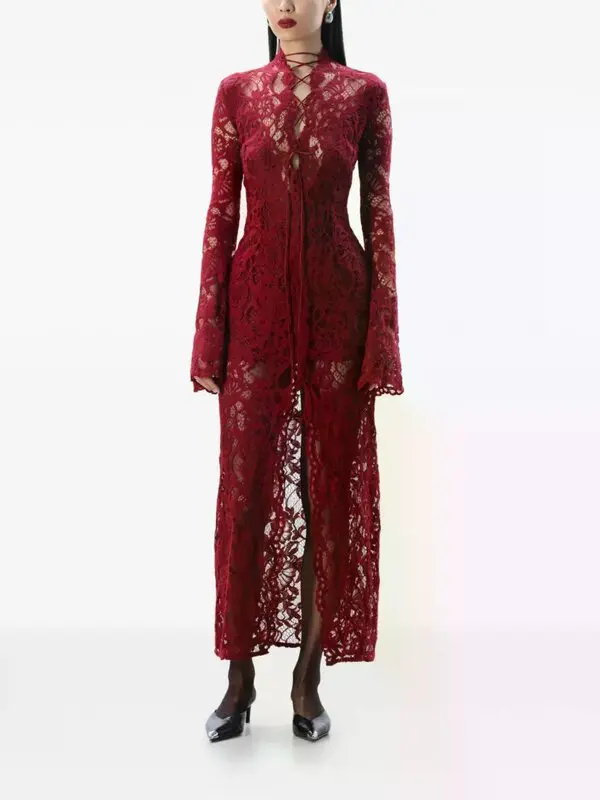 MANURI Lace-up Midi Dress