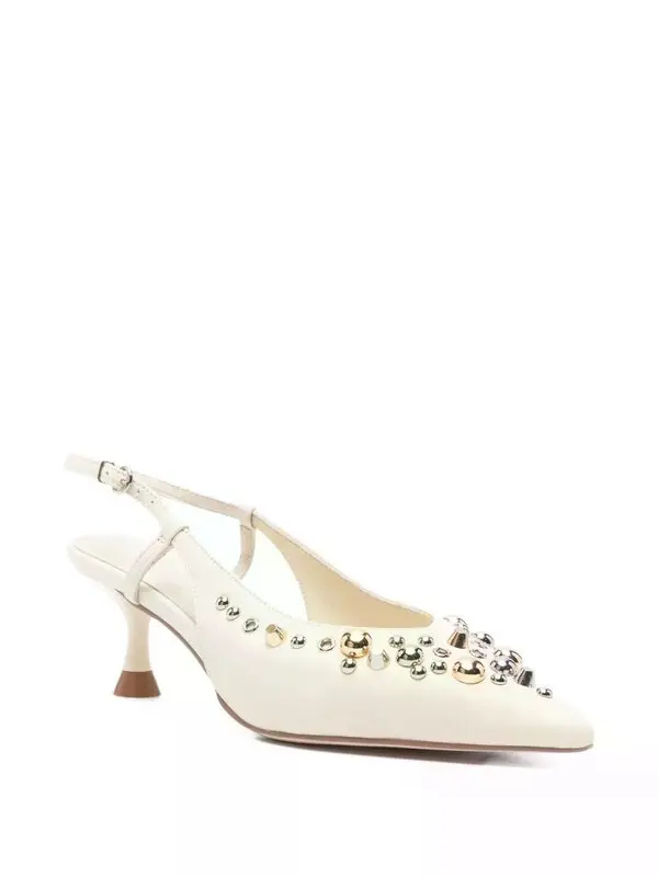 APEPAZZA Stud-embellished Slingback Pumps - Neutrals