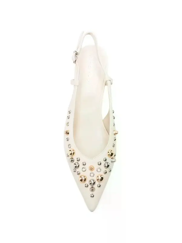 APEPAZZA Stud-embellished Slingback Pumps - Neutrals