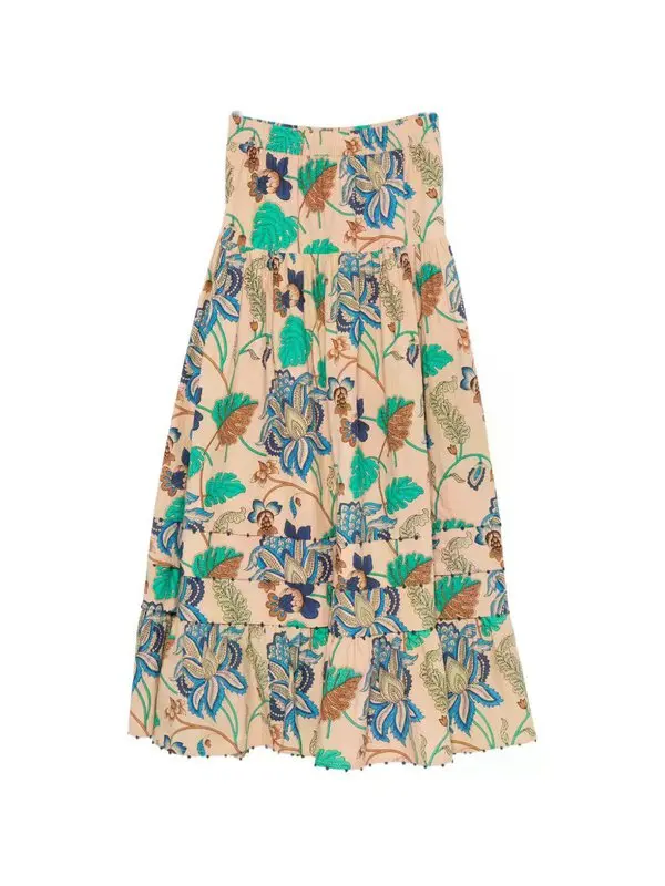 PHILIPPA 1970 Wendy Floral-print Tiered Long Skirt