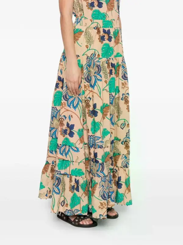 PHILIPPA 1970 Wendy Floral-print Tiered Long Skirt