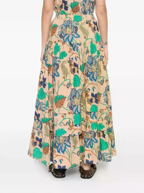 PHILIPPA 1970 Wendy Floral-print Tiered Long Skirt