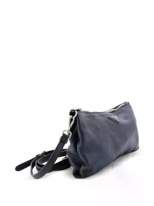 Prada Flat Zip Vitello Daino Mini Crossbody Bag - Blue