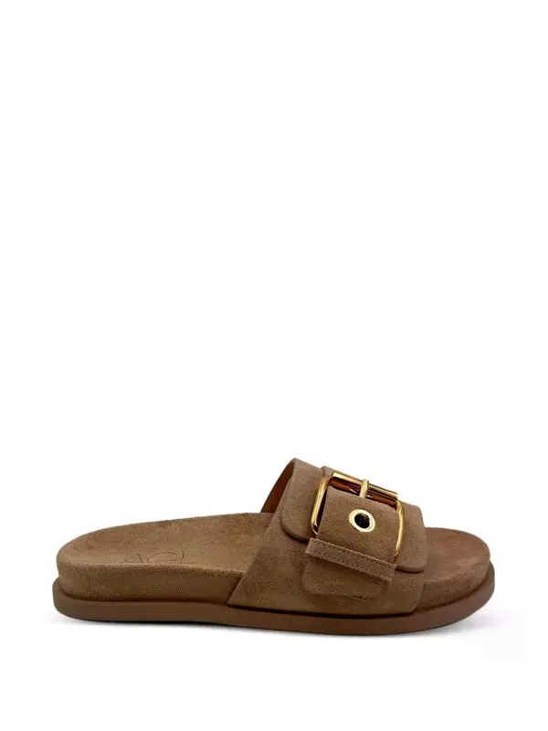 Agl Suede Buckle Slides - Neutrals