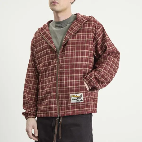 PLEASURES Mallard Plaid Zip Hoodie