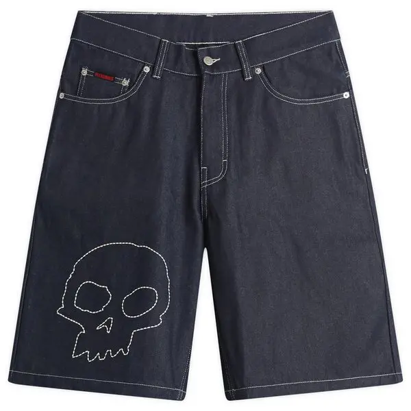 PLEASURES X Zero Skull Denim Shorts - Raw