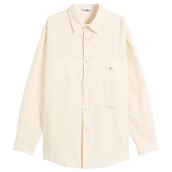 Stone Island Marina Cotton Nylon Panama Overshirt - Ivory