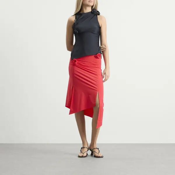 Coperni Flower Midi Skirt - Red