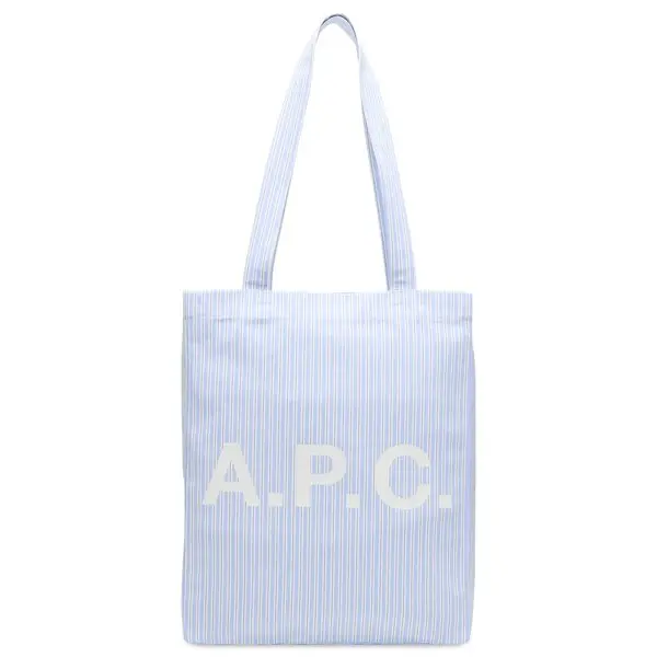 A.p.c. Striped Poplin Lou Tote Bag - Light Blue
