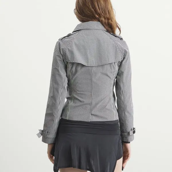 PEACHY DEN Henri Double-breasted Micro-check Jacket