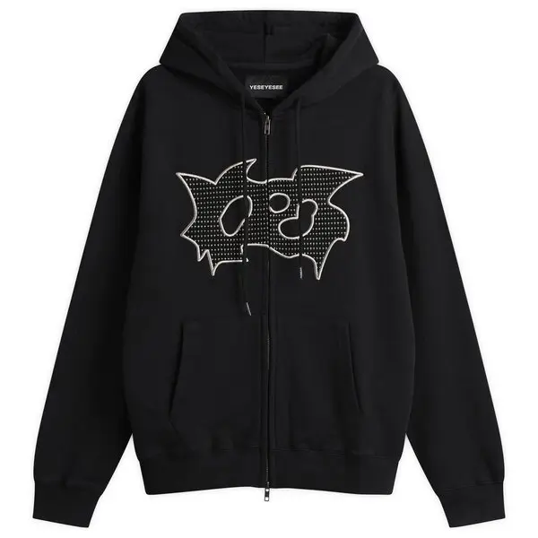 YESEYESEE Bullet Holes Zip-up Hoodie With Graphic Detail