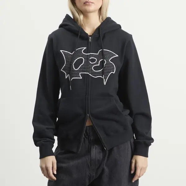 YESEYESEE Bullet Holes Zip-up Hoodie With Graphic Detail