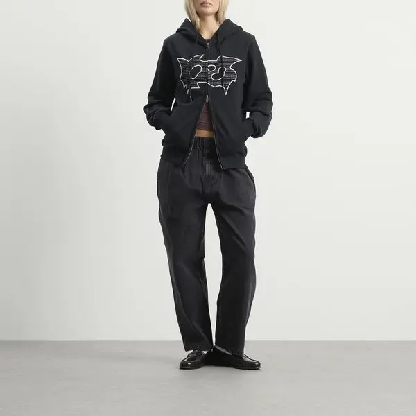 YESEYESEE Bullet Holes Zip-up Hoodie With Graphic Detail