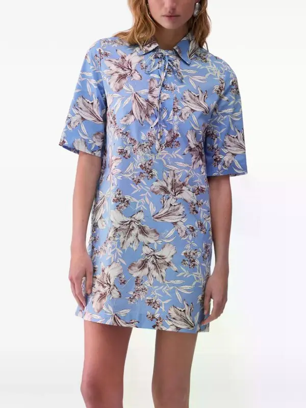 Liu Jo Floral-print Lace-up Cotton Poplin Dress