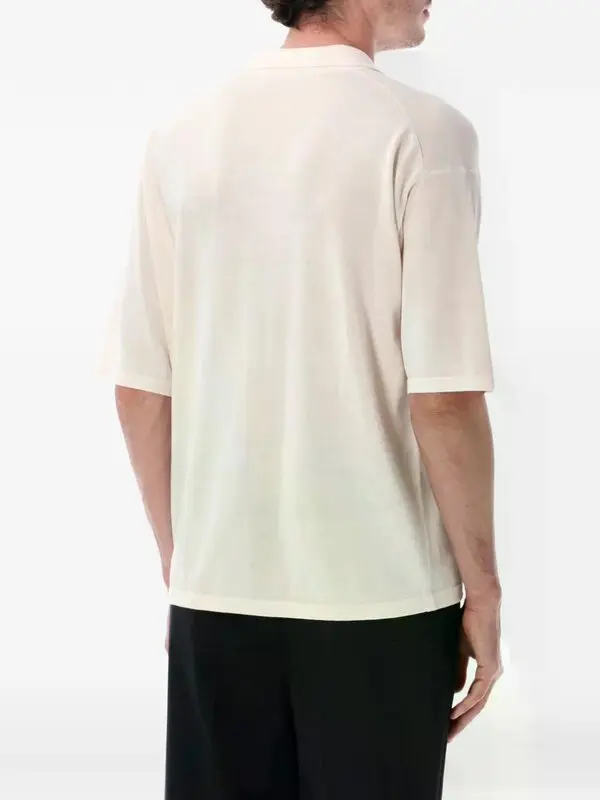 ROBERTO COLLINA Fine-knit V-neck Polo Shirt - Neutrals