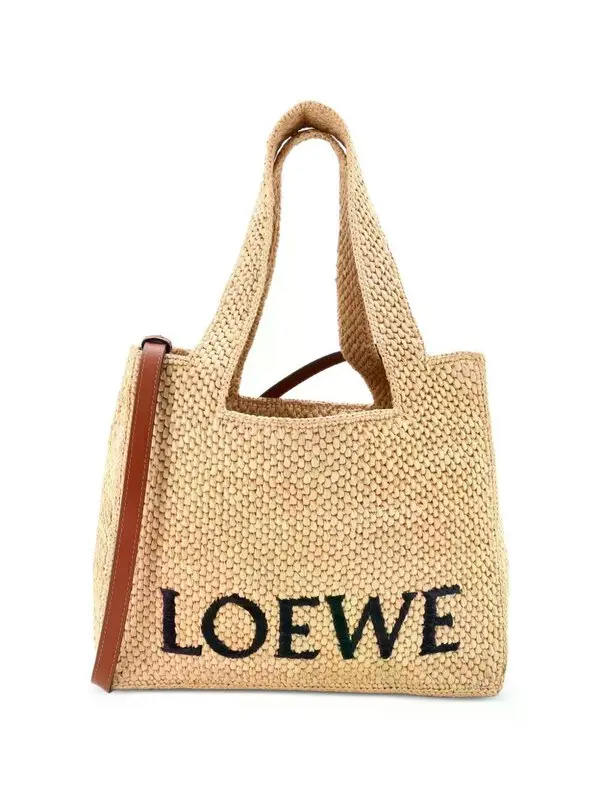 Loewe Paula's Ibiza Logo Raffia Large Tote Bag - Neutrals