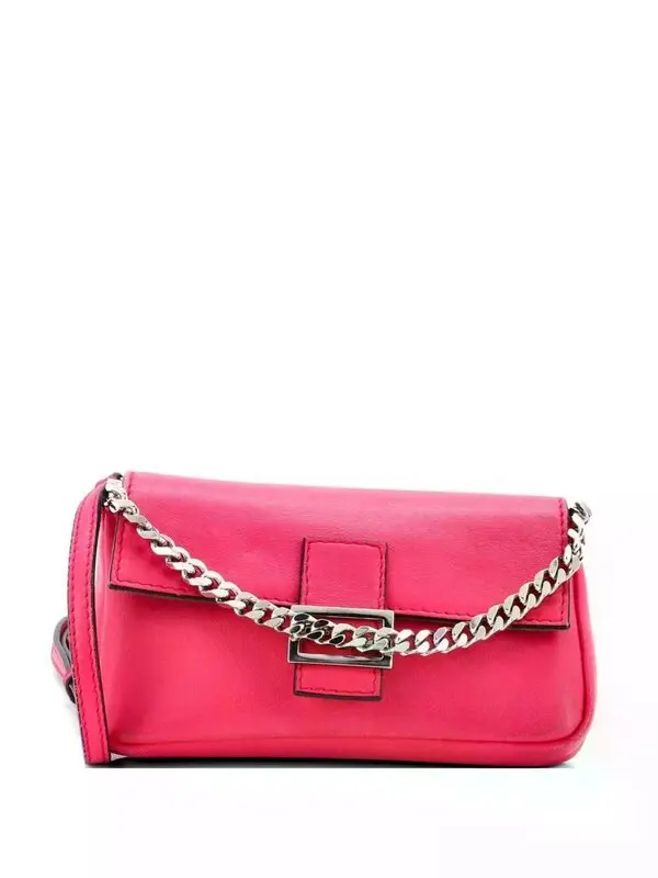 Fendi Leather Micro Baguette Crossbody Bag