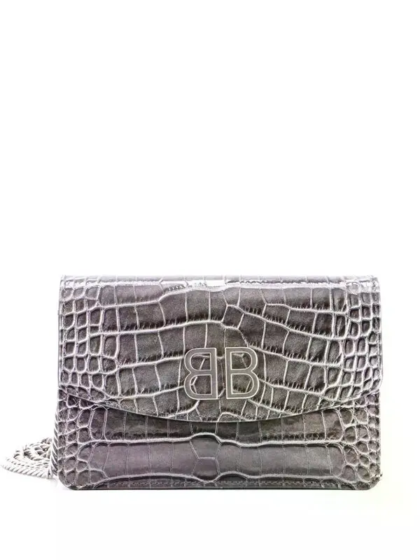 Balenciaga Bb Chain Round Embossed Leather Shoulder Bag