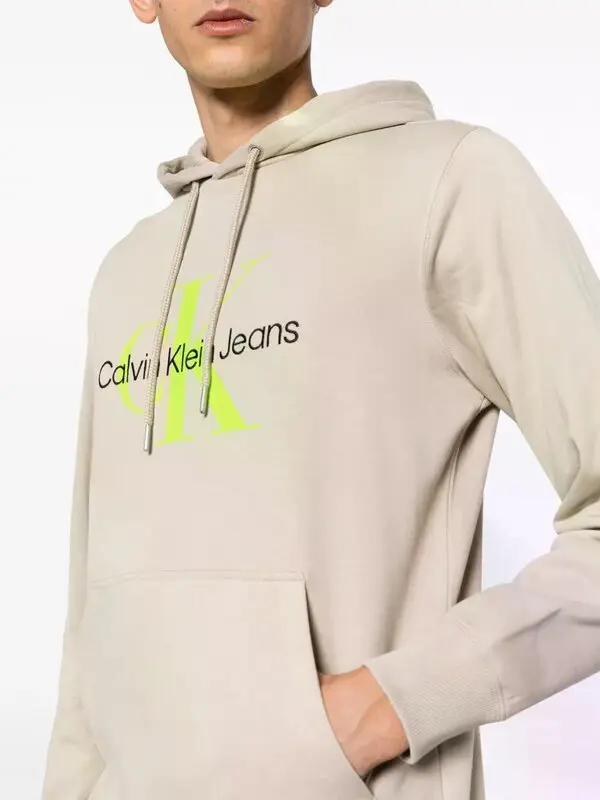 Calvin Klein Logo-print Cotton Hoodie - Neutrals