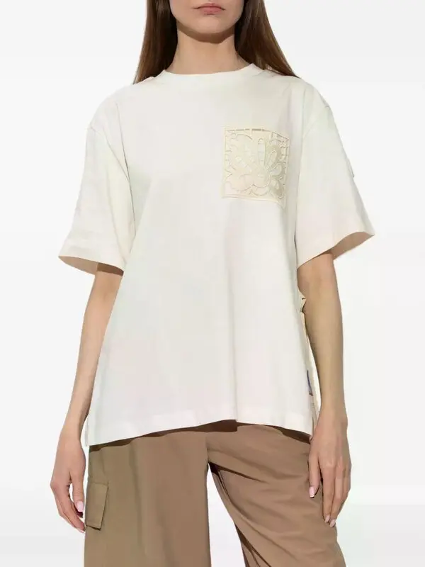 Moncler Lace-patch T-shirt - Neutrals