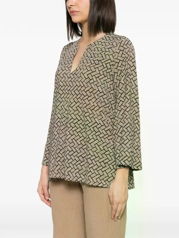 SIYU Geometric-pattern V-neck Blouse