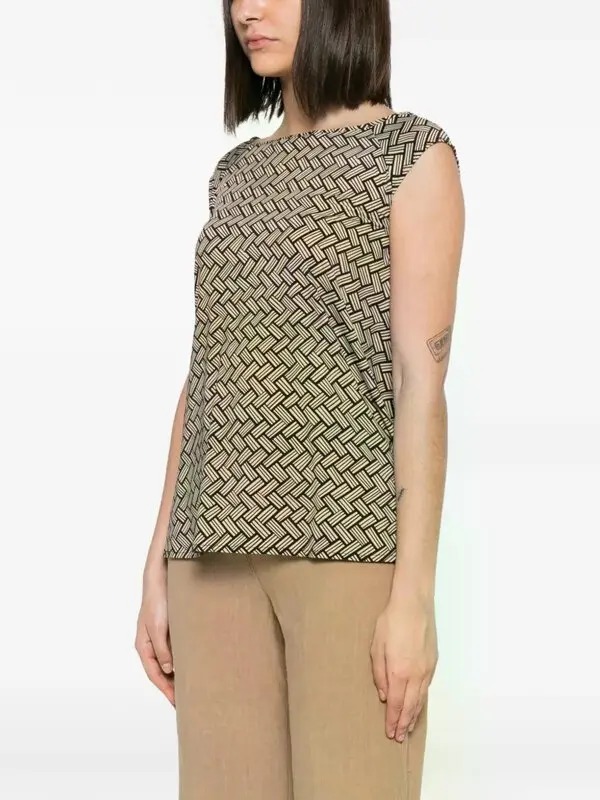 SIYU Geometric-pattern Sleeveless Blouse