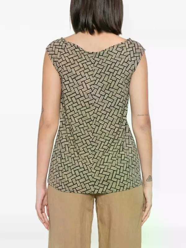 SIYU Geometric-pattern Sleeveless Blouse
