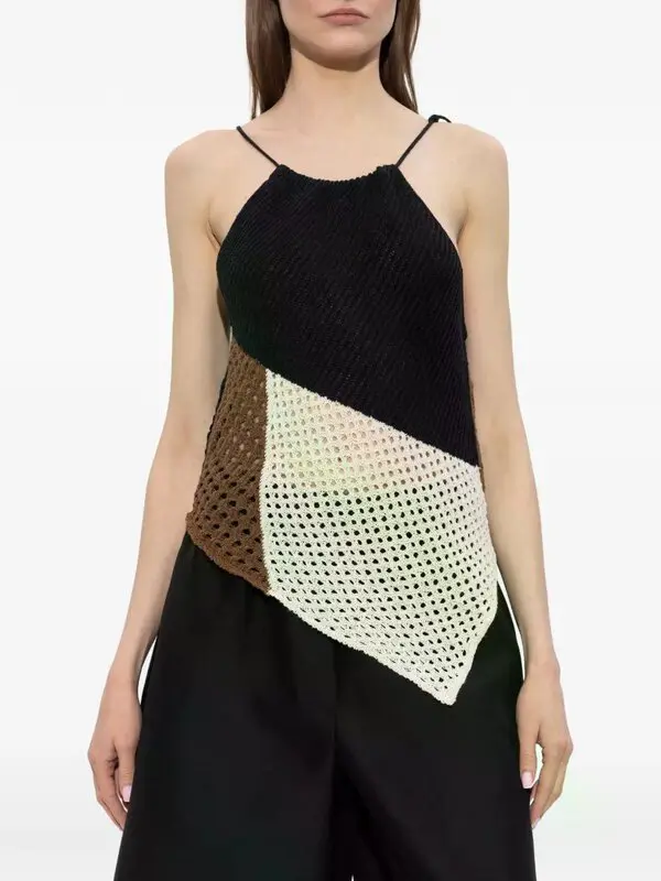 AKEP Asymmetric Color-block Knit Top